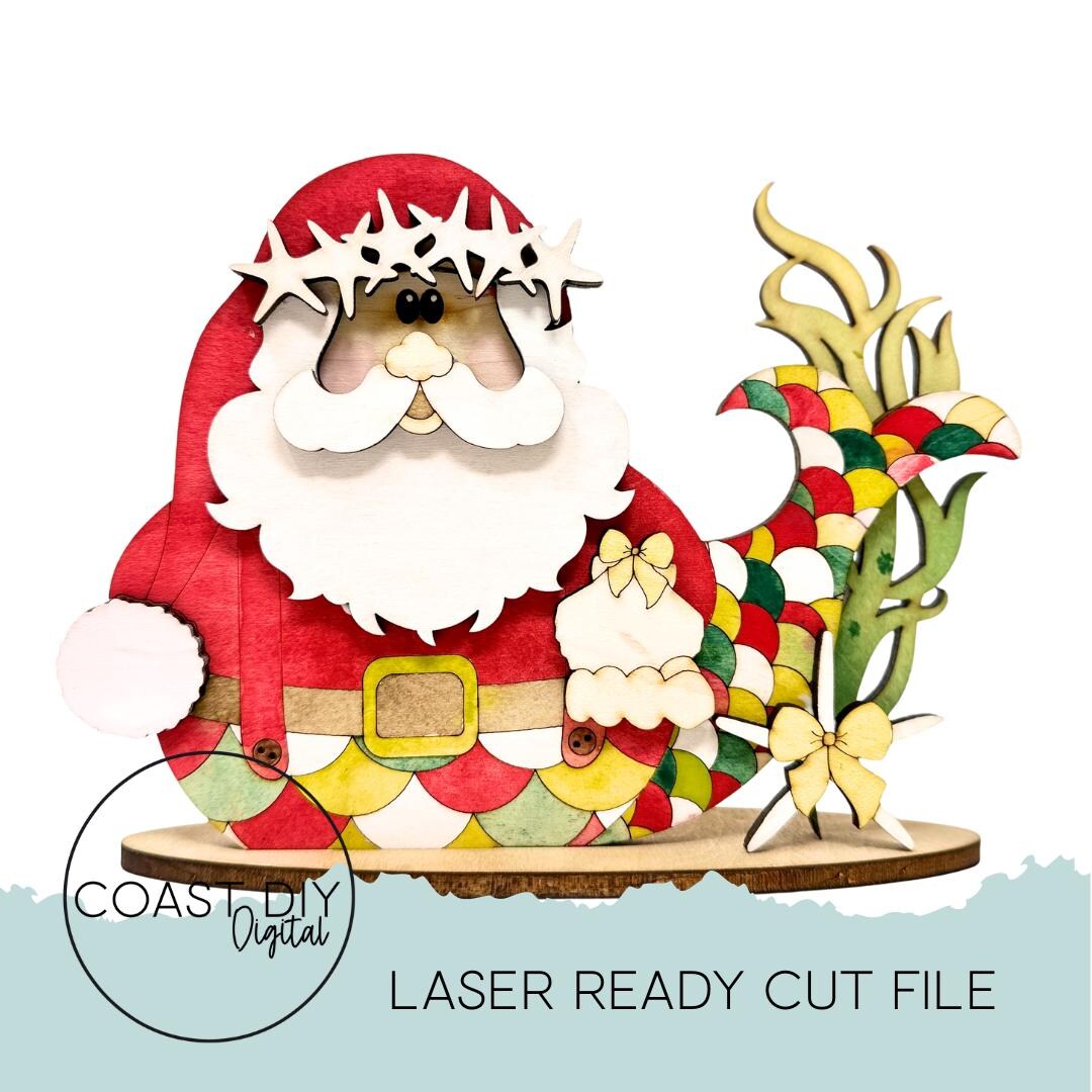 Merman Santa | Glowforge Ready | Laser File - Etsy