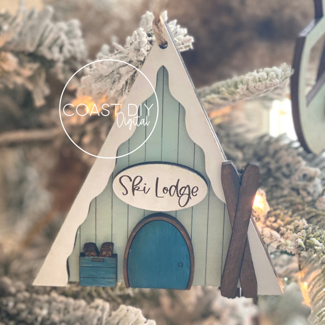 Ski Lodge and Ski Lift SVG Digital File Glowforge Ready - Etsy