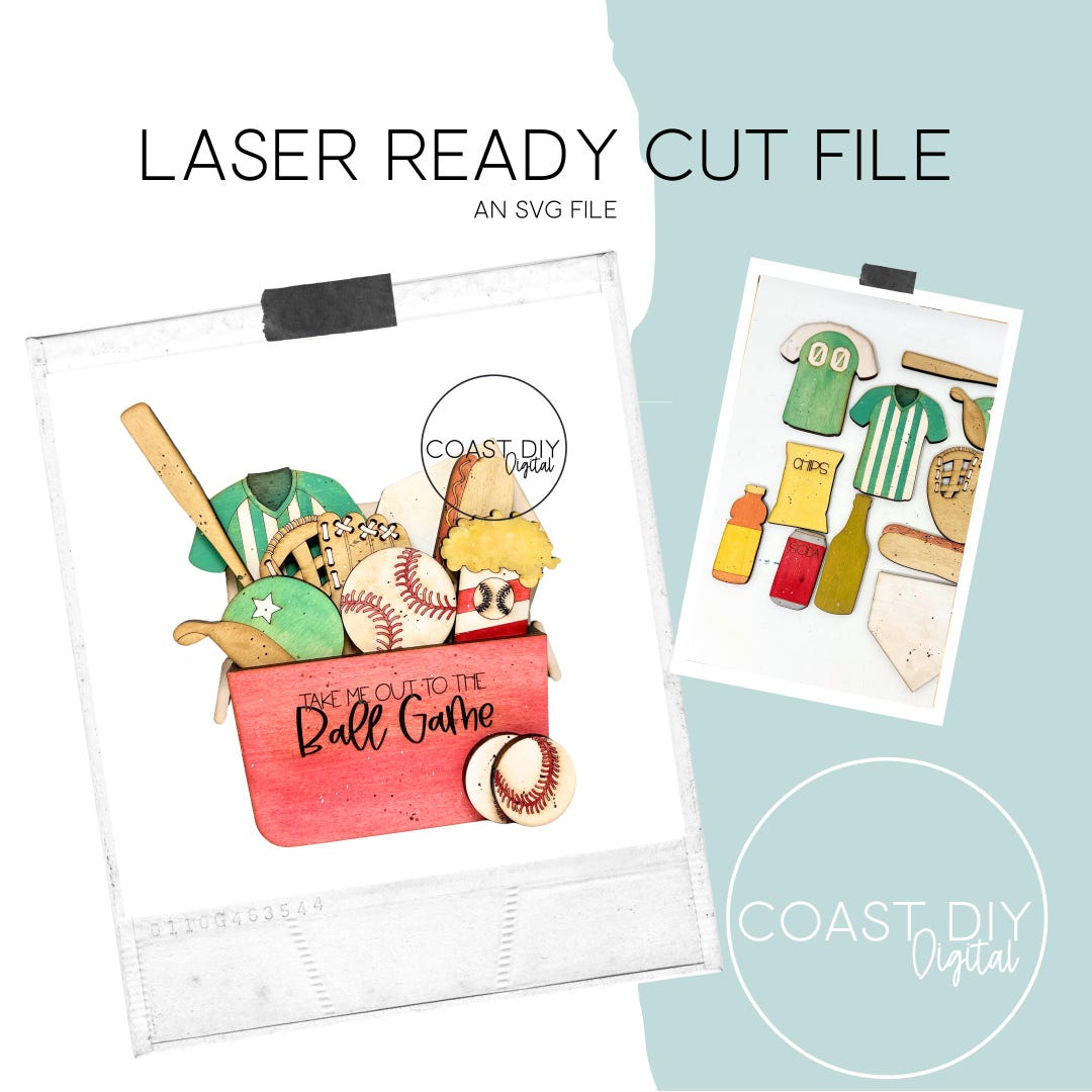 Baseball Cooler Shelf Sitter SVG Digital File | Glowforge Ready | Bat ...