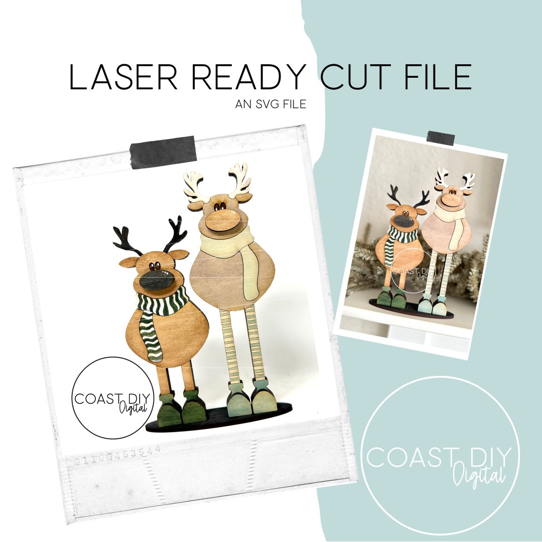 Tall Reindeer Duo SVG Digital File | Glowforge Ready | Laser | Rudolph ...