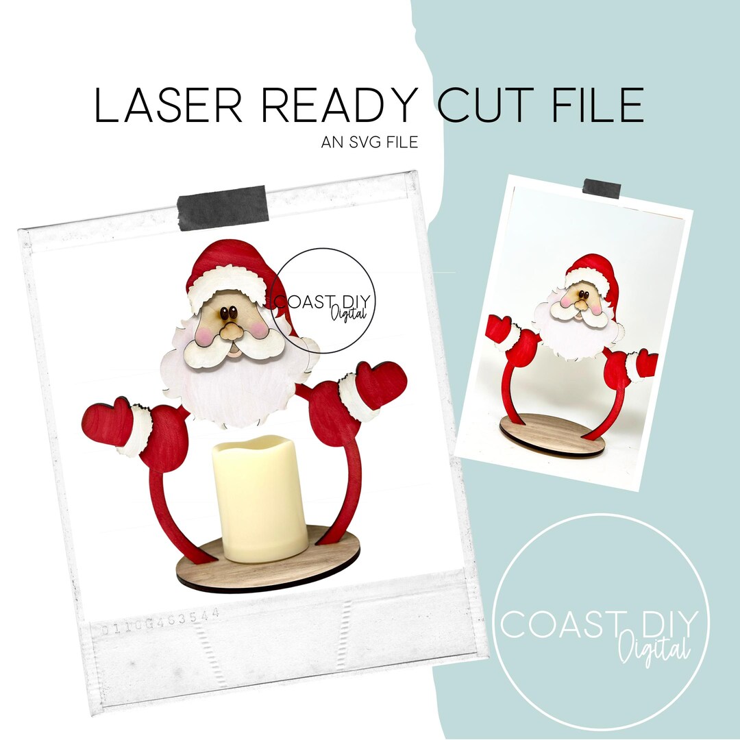 Santa Candle Holder SVG Digital File | Glowforge Ready - Etsy
