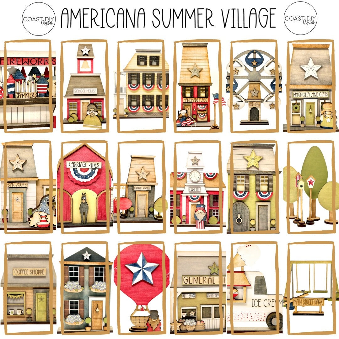 Americana Summer Village BUNDLE SVG Digital File | Glowforge Ready ...