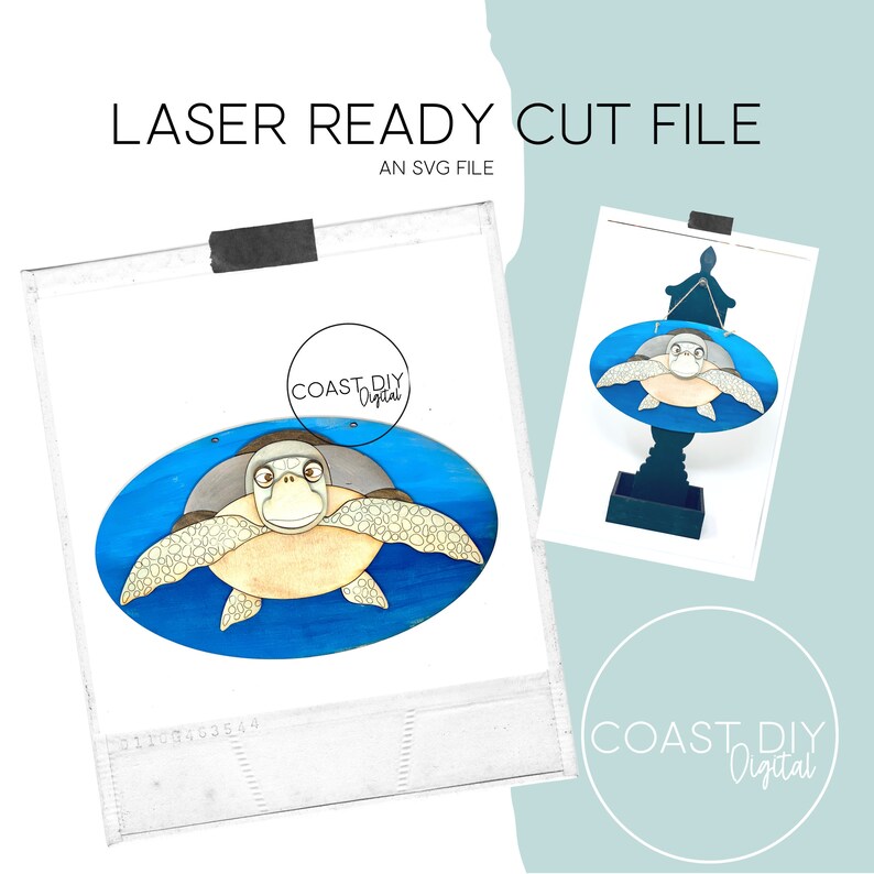 Oval Sea Turtle Laser File Glowforge Ready Laser File - Etsy