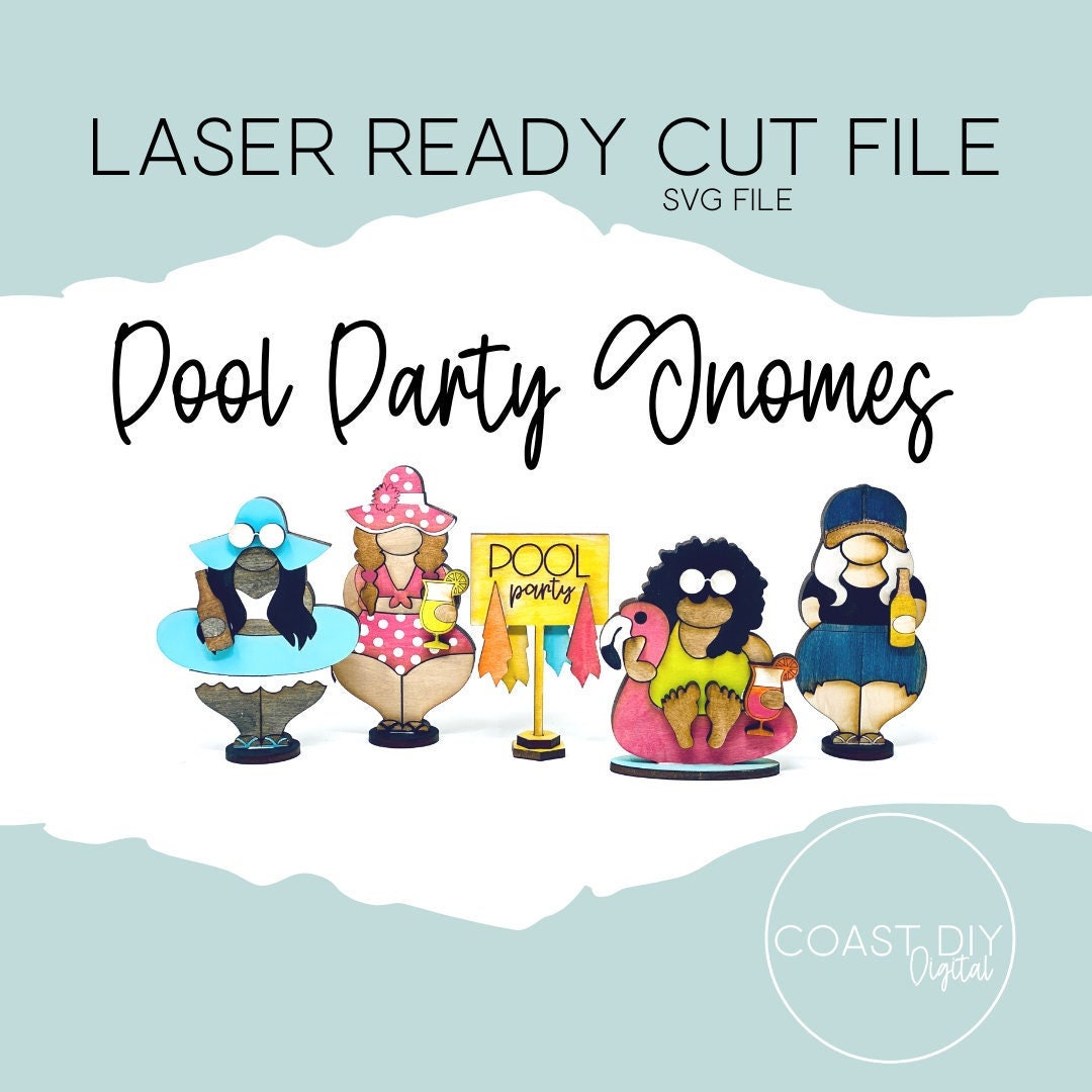Pool Party Gnomes - Full Set SVG File | Glowforge Ready | Summer ...