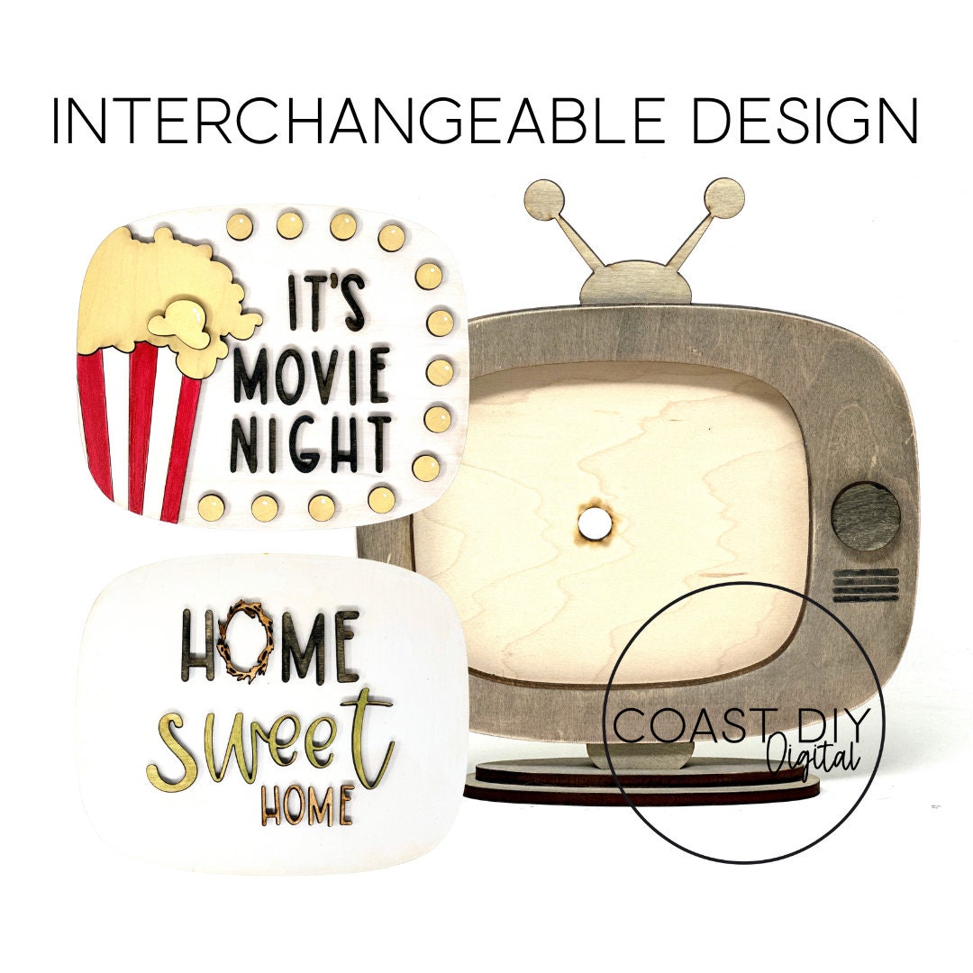 Interchangeable Retro TV SVG Digital File | Glowforge Ready | Shelf ...