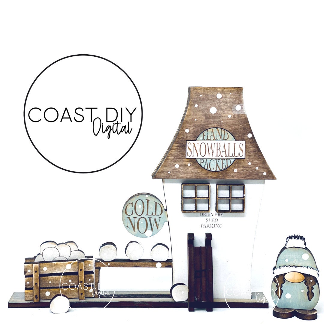 Christmas Village Snowball Factory Elves Glowforge Ready - Etsy