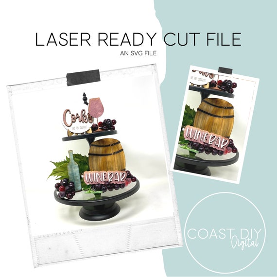 Wine Decor Tiered Tray SVG File Download Glowforge Ready - Etsy