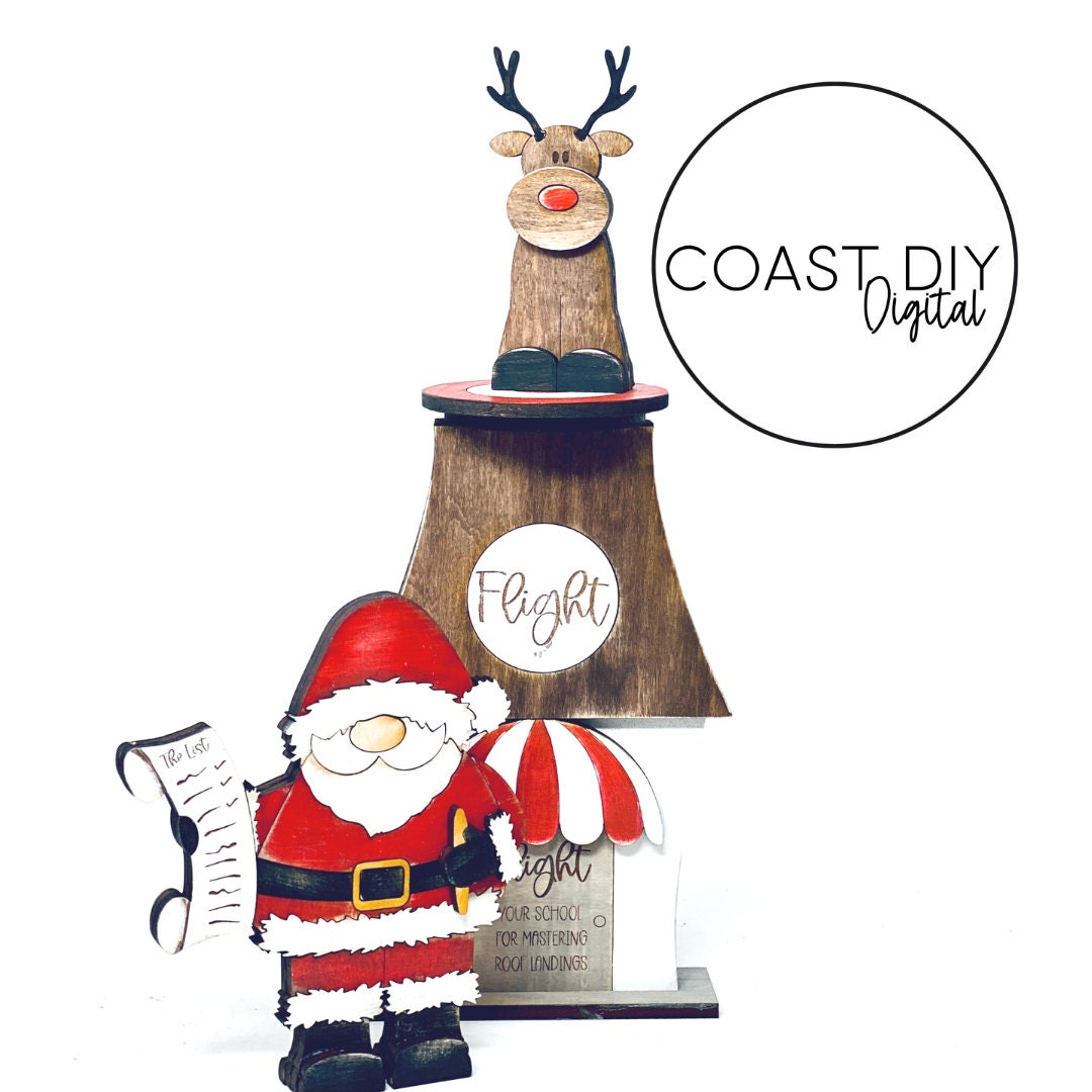 Christmas Village Reindeer Flight School Rudolph Glowforge - Etsy