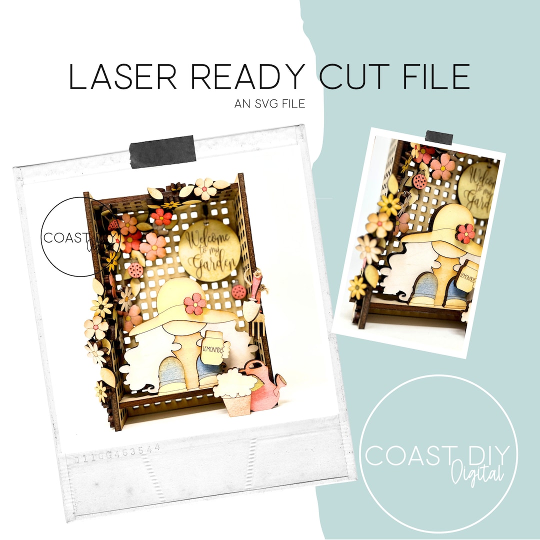 Trellis Bench Garden Gnome | Glowforge Ready | Laser File | Flower Vine ...