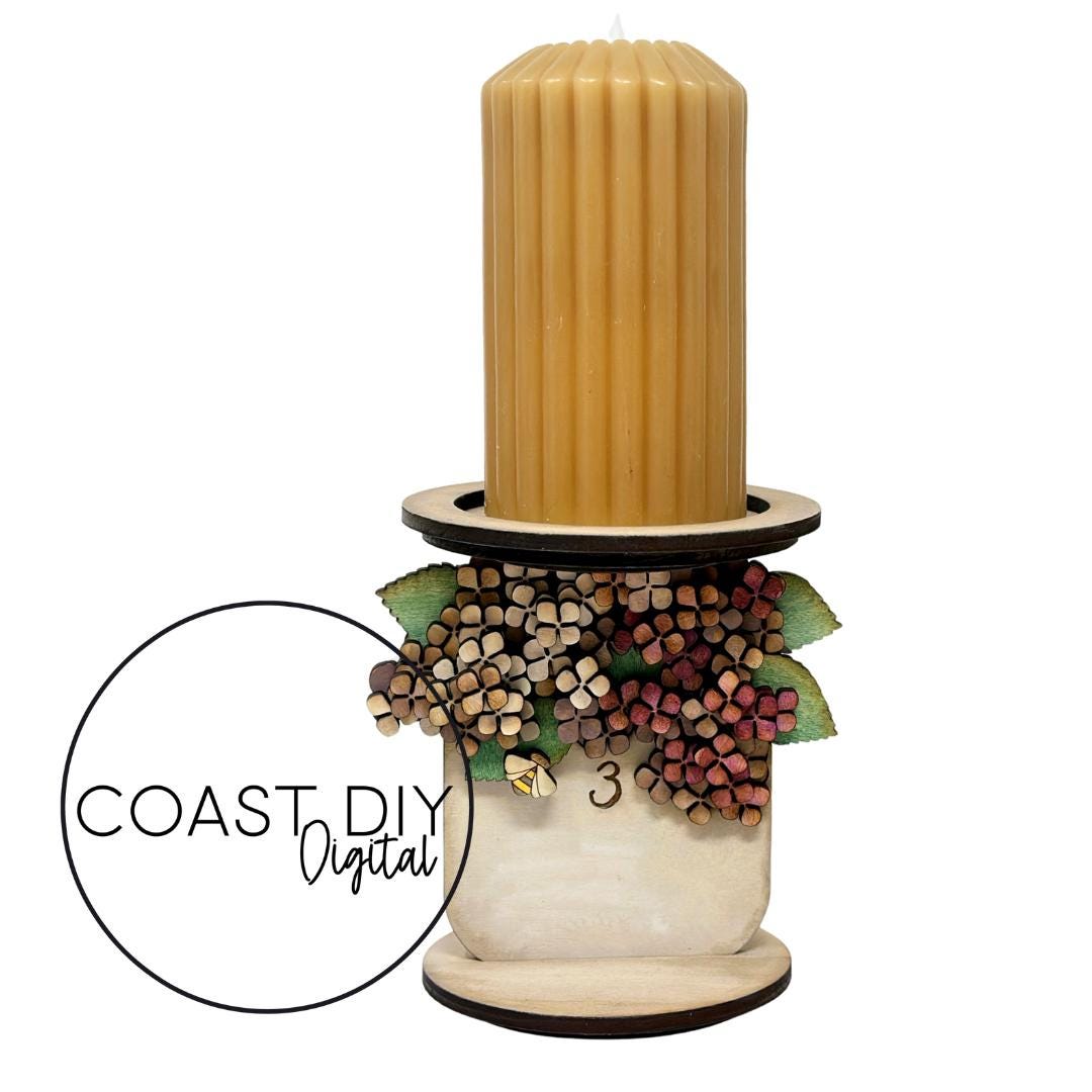 Hydrangea Crock Candle Holder SVG Digital File | Glowforge Ready ...