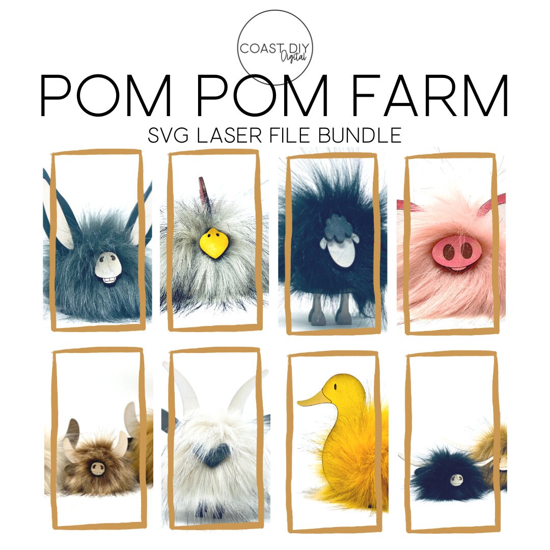 Pom Pom Farm Wooden Add on SVG File | Digital Download | Glowforge ...