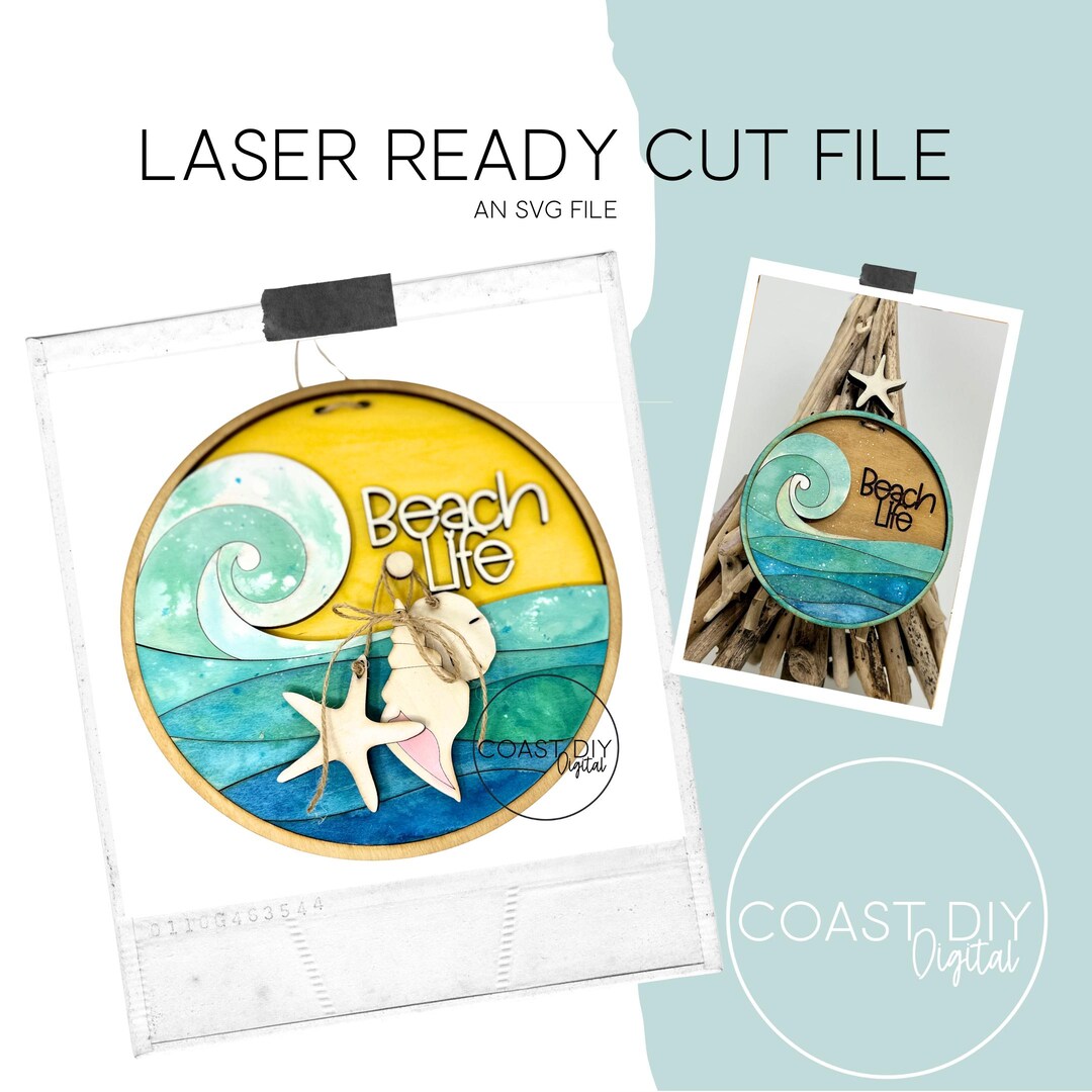 Beach Life Sign and Ornament SVG Digital Download | Seashell ...