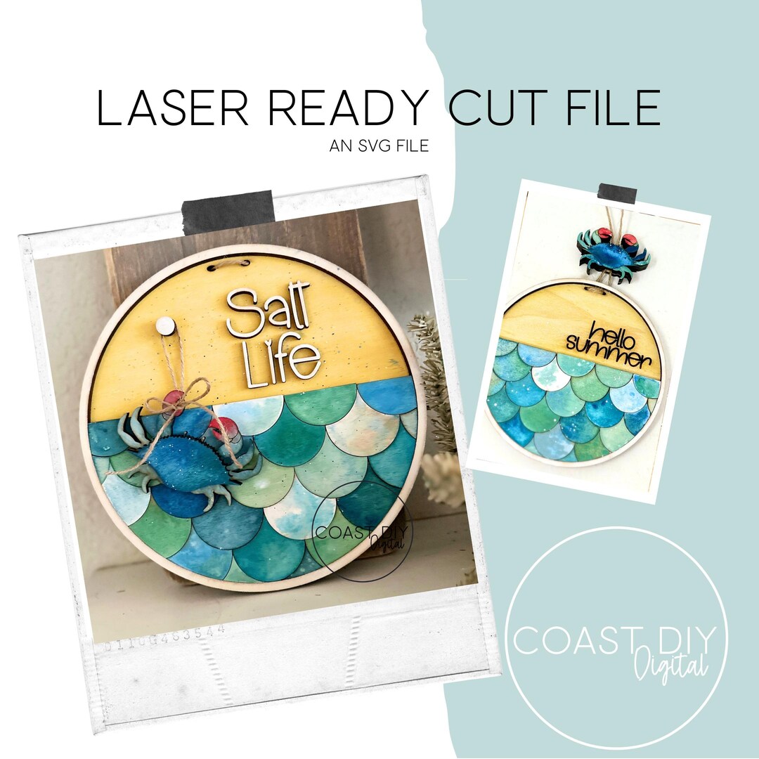 Salt Life Sign and Ornament SVG Digital Download | Crab | Glowforge ...
