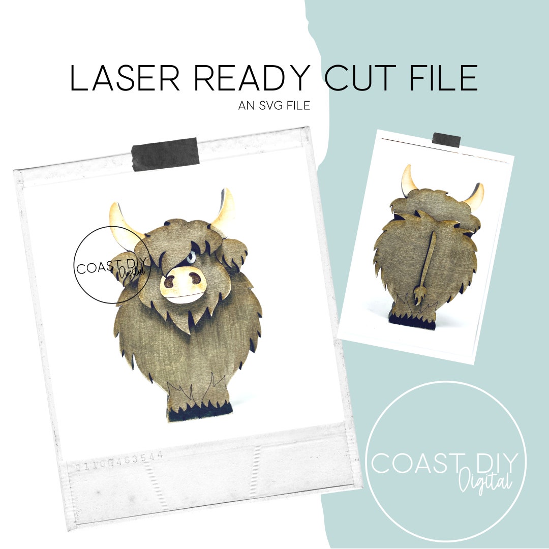 Highland Cow Laser File | Glowforge Ready | Laser File | SVG - Etsy