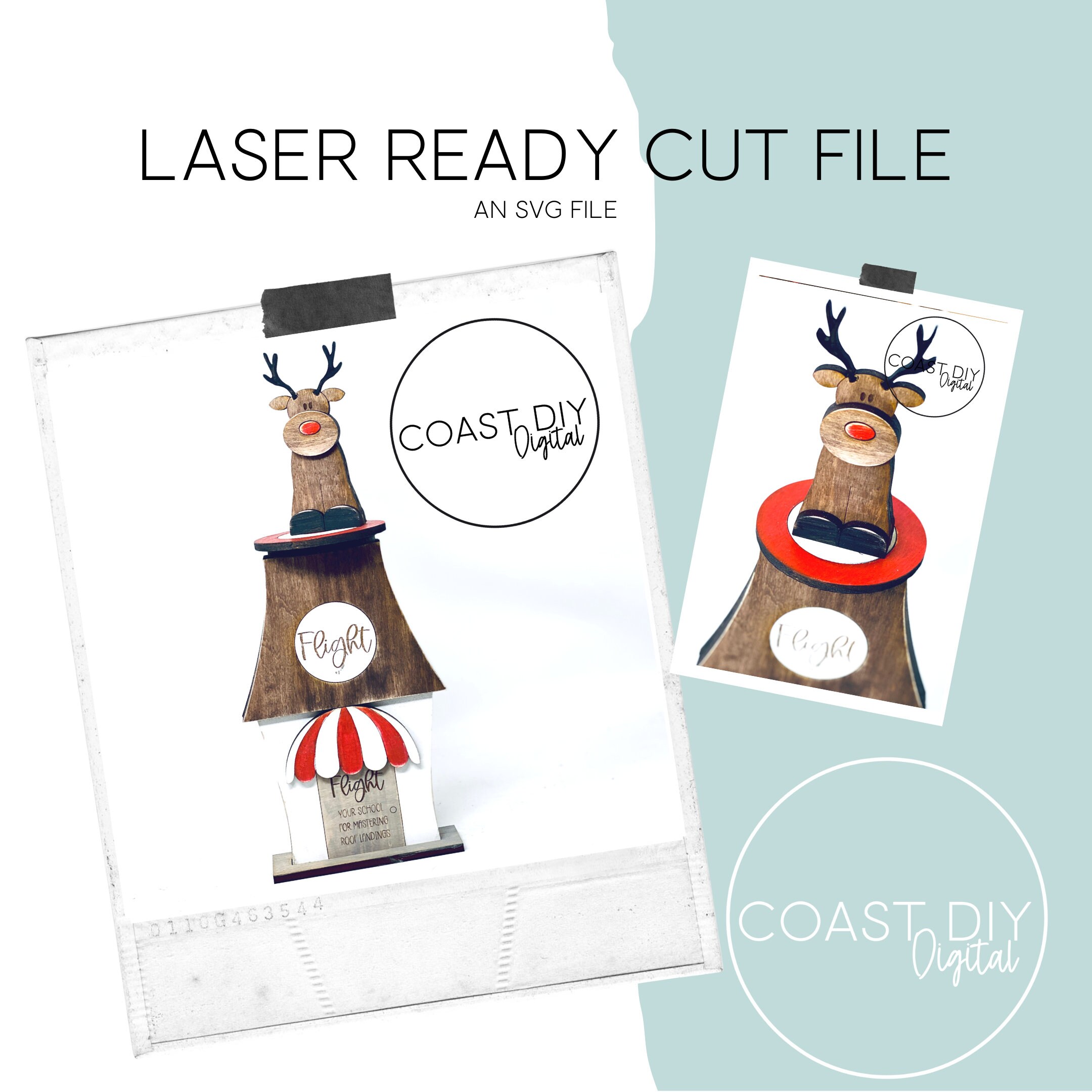 Christmas Village Reindeer Flight School Rudolph Glowforge - Etsy