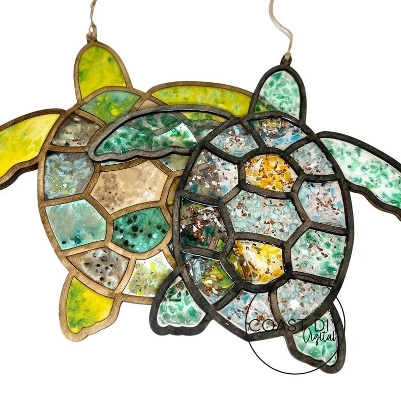 Turtle Frame SVG File | Faux Stained Glass Frame | Glowforge Ready ...