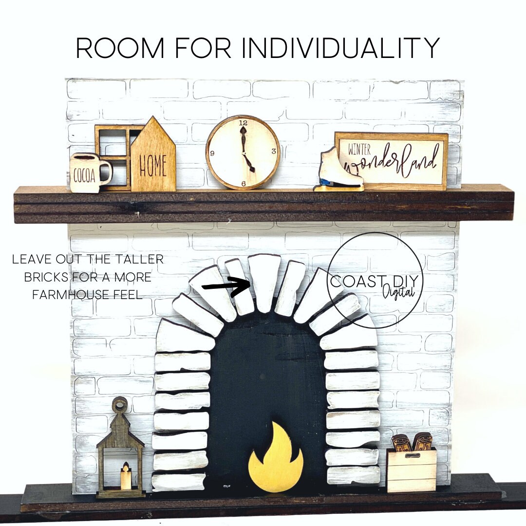 Interchangeable Stone Fireplace SVG Digital File Glowforge - Etsy