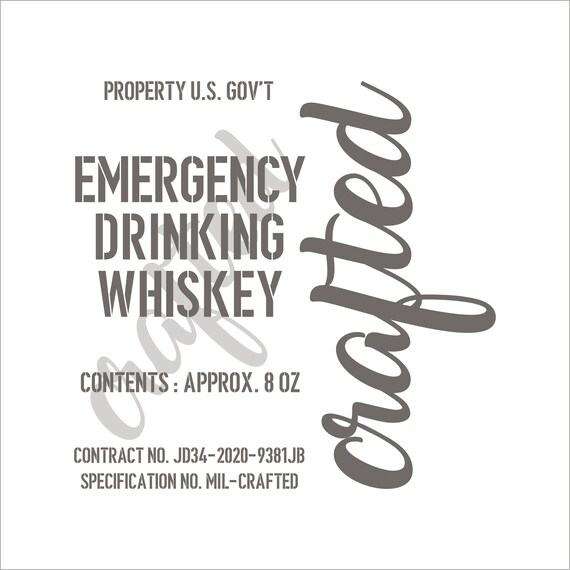 Emergency Drinking Whiskey SVG for Flasks and Bottles - Etsy