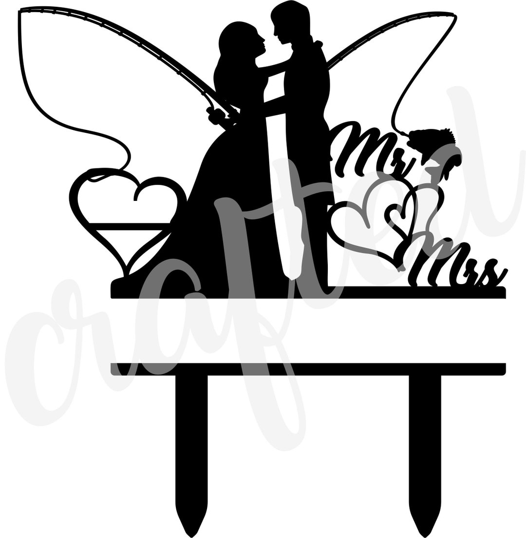 Fishing Couple Cake Topper Digital File for Laser Cutters Cricut or CNC ...