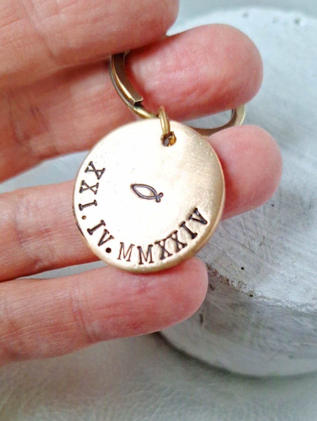 Confirmation Keychain Personalized, Bronze, Gift for Boys Men, Fish ...