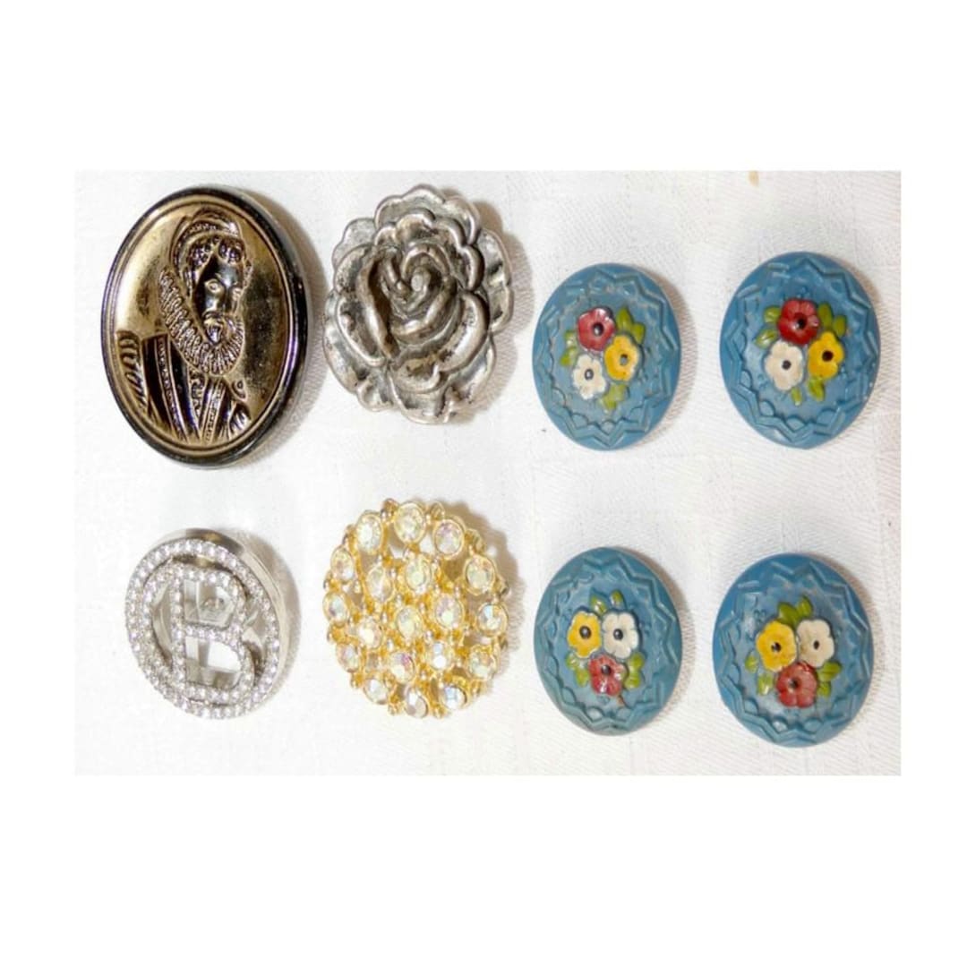 Rare Antique & Vintage Button Lot of 8 | Glass Button, Crystal Monogram ...