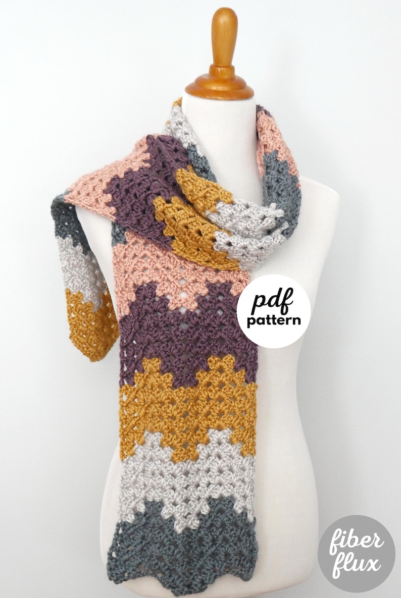 PDF Crochet Pattern-easy Granny Ripple Crochet Scarf - Etsy