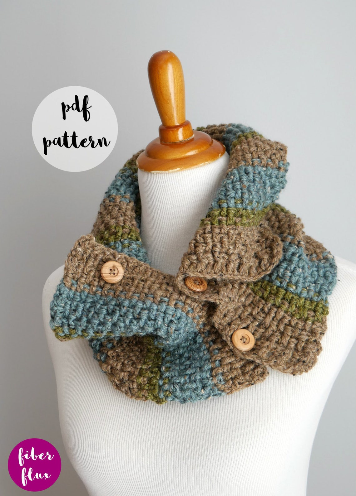 PDF Crochet Pattern-rustic Tweed Button Cowl - Etsy