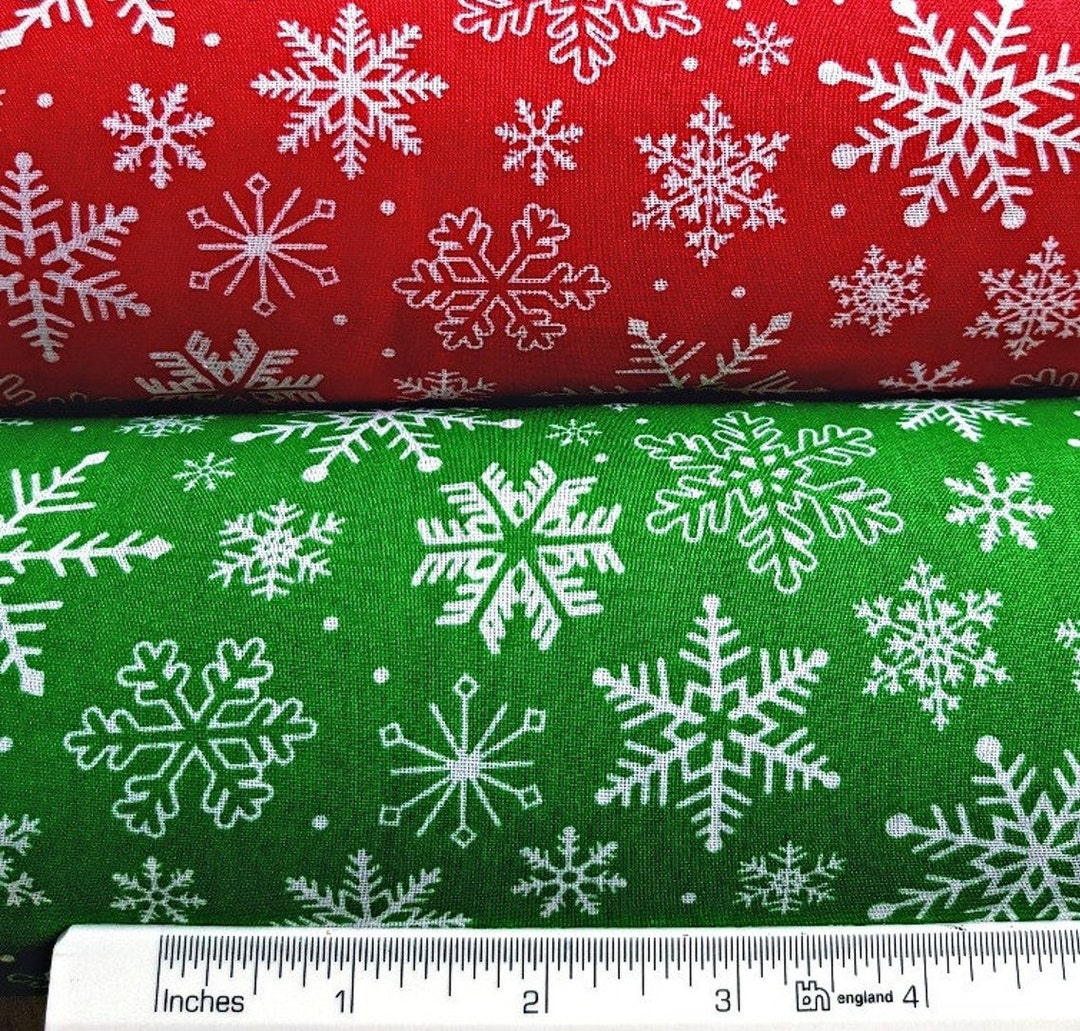 X'mas Christmas Fabric Snowflake Fabric Polycotton Fabric Sewing and ...