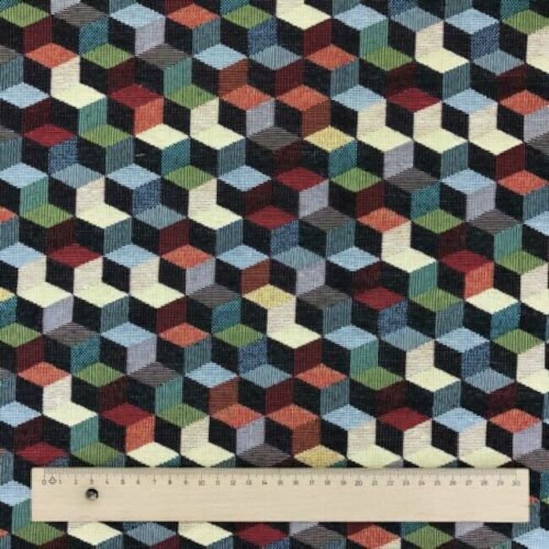 New World Tapestry Nitro 3D Blocks Diseñador de telas Tapicería tejida ...