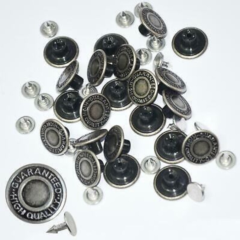 Trimming Shop 6 X Jeans Stud Buttons Silver Bronze Colour - Etsy
