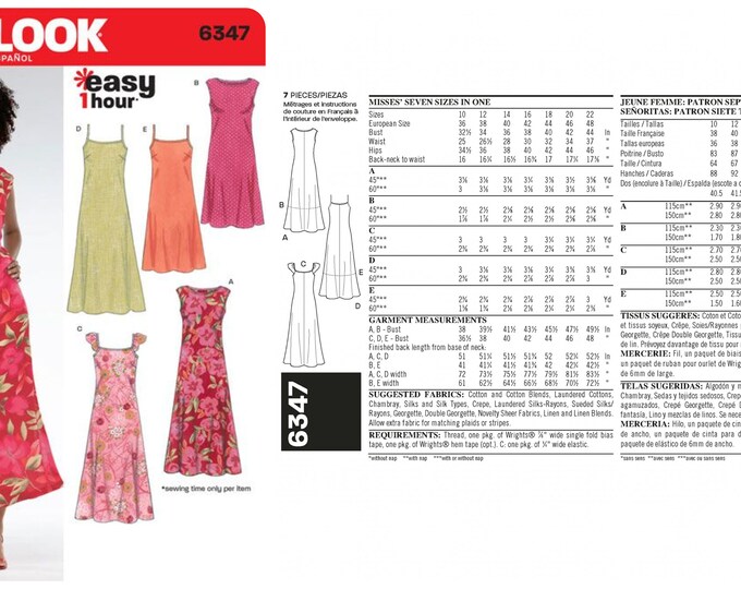 Uncut New Look Sewing Pattern 6347 Sleeveless Summer Dress Ruffle Edge ...