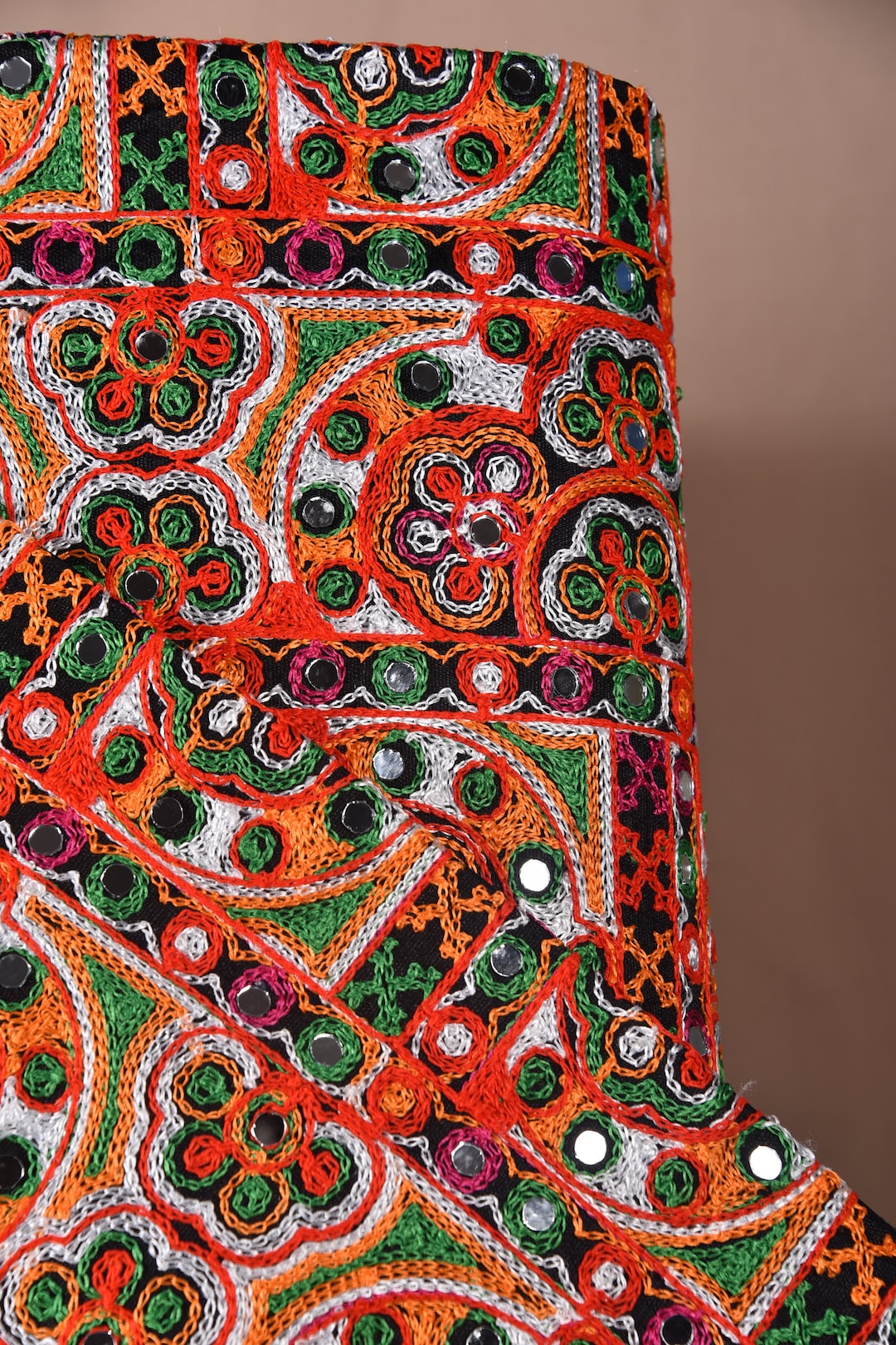 Multicoloured Banjara Shisha Mirror Heavy Embroidered Fabric ...