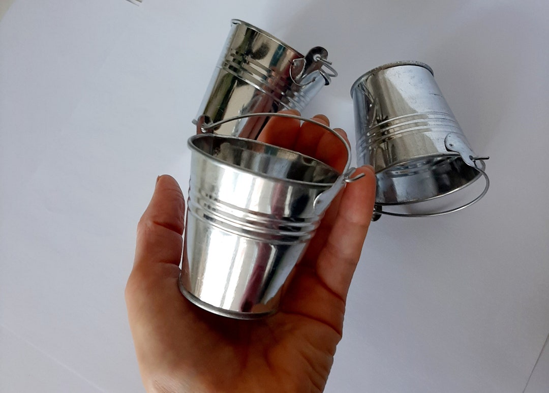 Metal Pail 2 3/4 Inch Craft Supply Decor Blank Pails Mini Bucket Floral ...