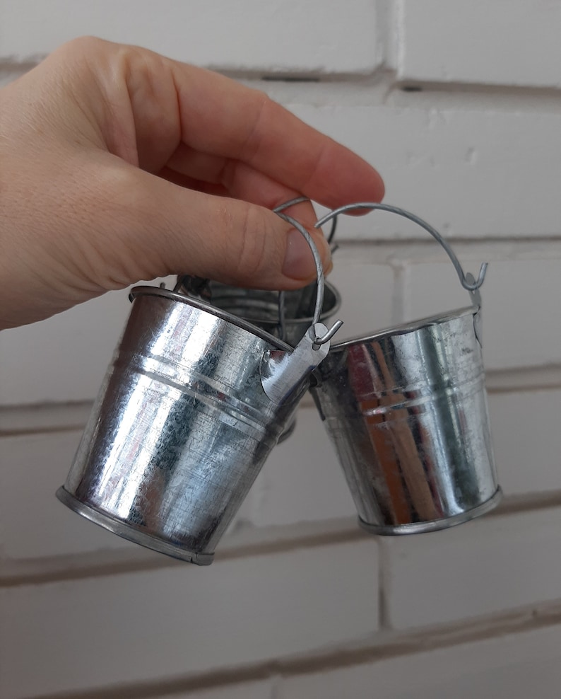 Metal Pail 2 23/64 Inch Craft Supply Decor Blank Pails Mini Bucket ...