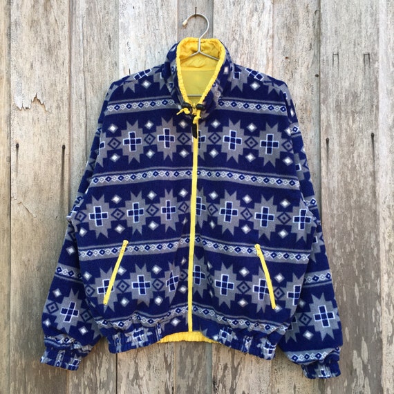 Vintage Aztec Tribal Reversible Zip up Fleece Jacket - Etsy