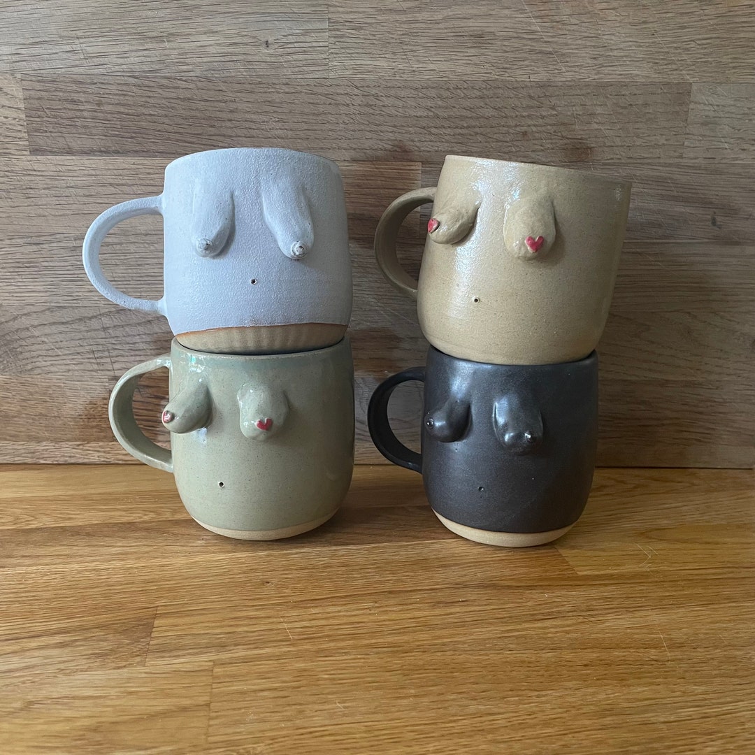 Ceramic Boob Mugs, 350ml, Handmade, Selection of Colours, Coffee Mug ...