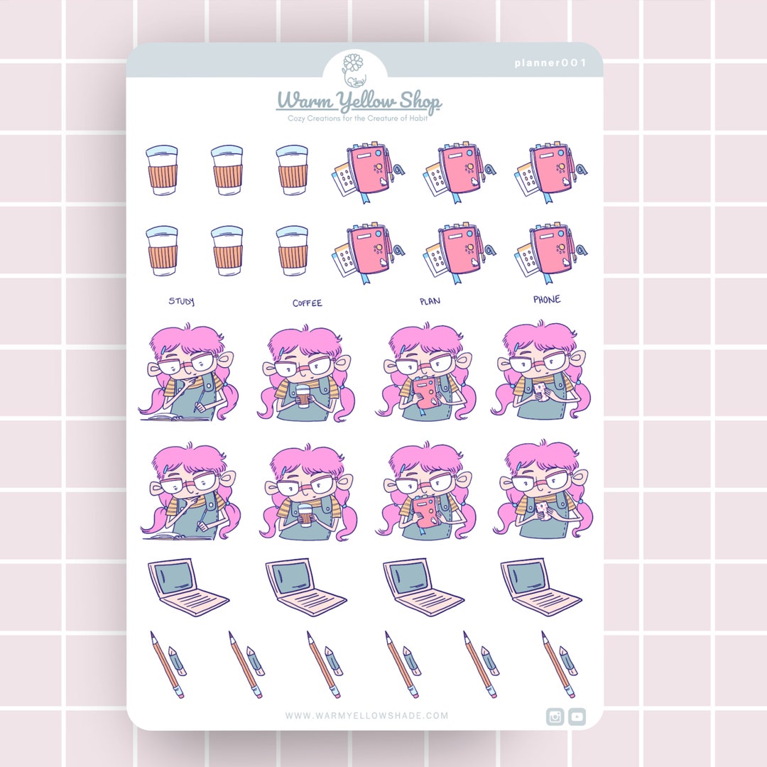 Cute Study Planner Stickers Work Daily - Etsy