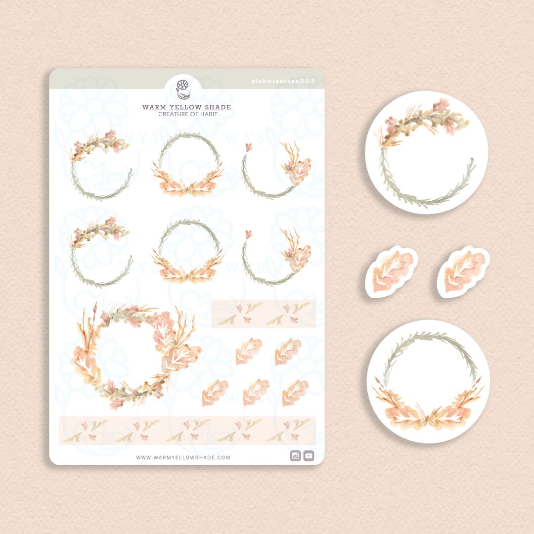 Mini Wreath Stickers Pretty Pink Washi Cottage Core Fairy Core Simple ...
