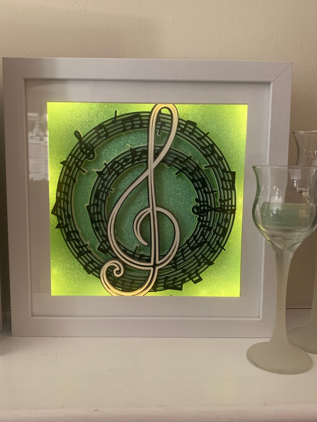 Musical Lamp, Music Note, Treble Clef Light Lamp, Shadow Box Shadowbox ...
