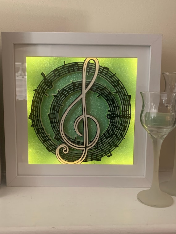 Musical Lamp Music Note Treble Clef Light Lamp Shadow Box - Etsy