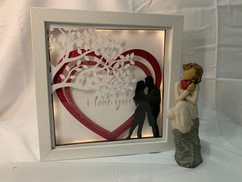 Couple in Love, Valentine’s Day, Decorative Shadow Box, Shadowbox Frame ...