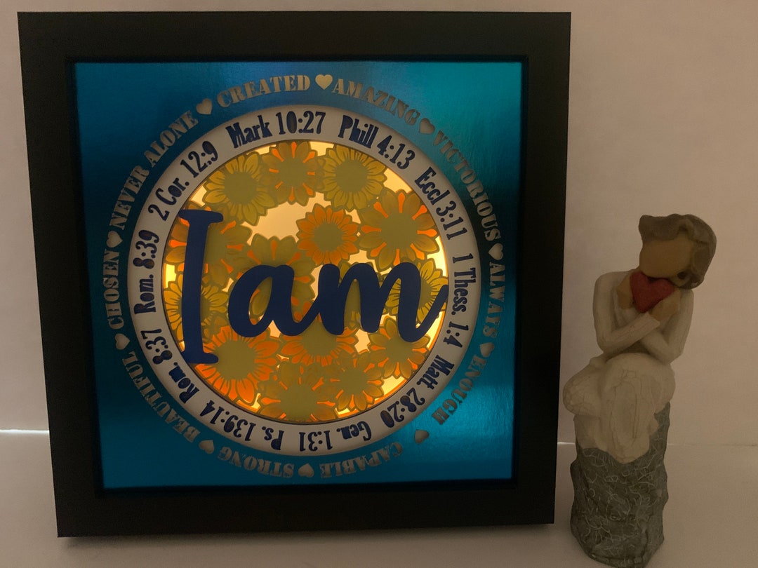 Bible Verse Frame, Daisy Decor, Flower Decor, Religious Light Lighted ...