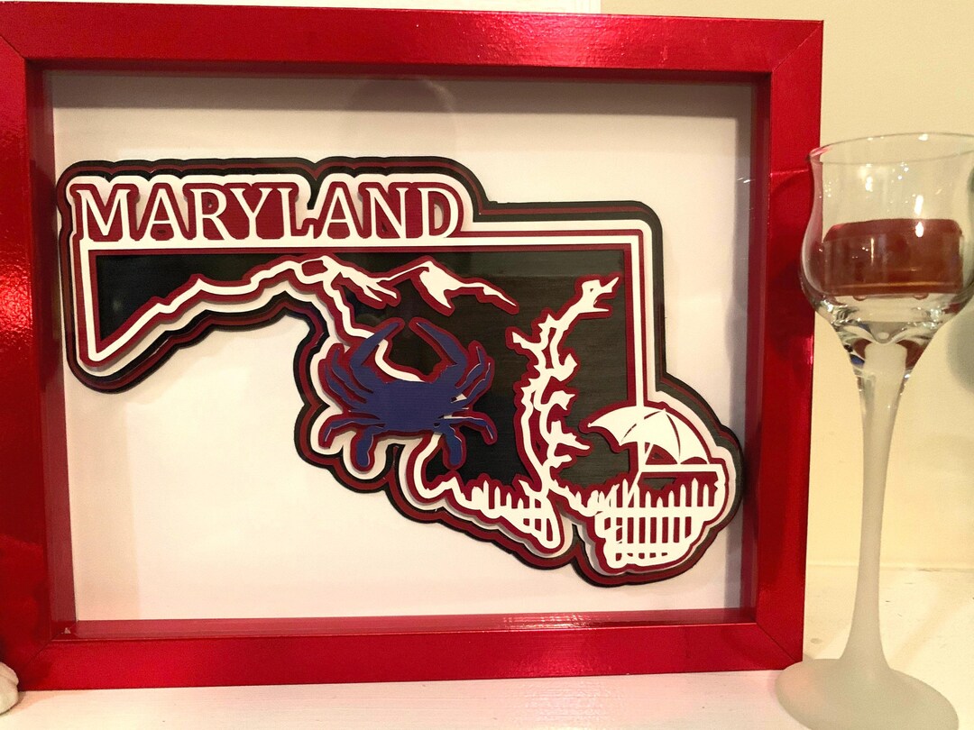 Layered Maryland State Shadow Box: Blue Crab Decor (8x10) - Etsy