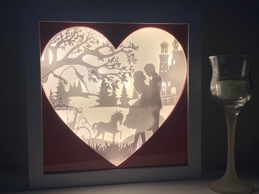 Romantic Couple Shadow Box: Princess and Prince in Love, LED Lit Frame ...
