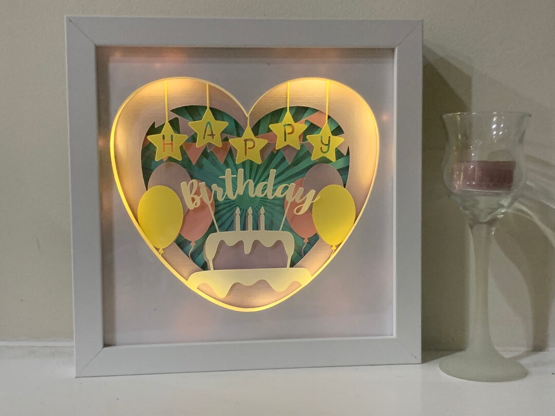 Birthday Gift for Girl, Boy, Child or Adult. Happy Birthday Lamp, Love Light Lighted Shadow Box ...