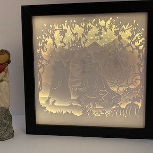 Princess Cinderella and Fairy Godmother Decorative Shadow Box Shadowbox ...