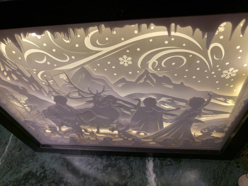 Frozen Shadow Box: Elsa, Anna, Olaf, LED Night Light - Etsy