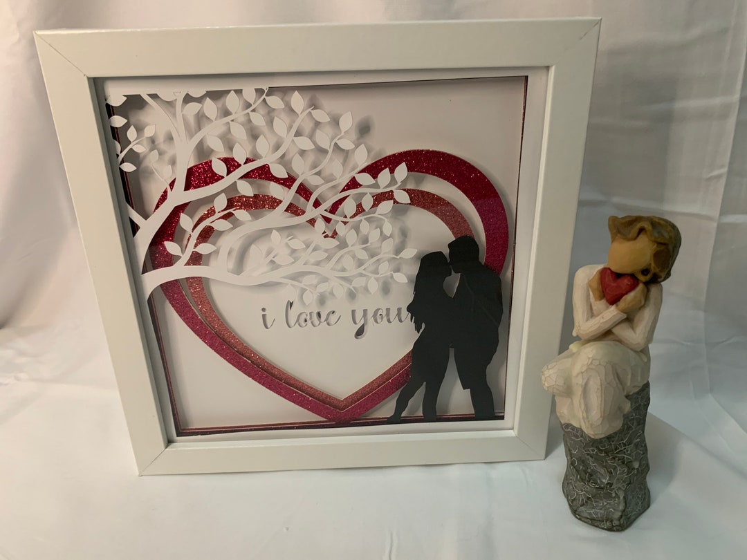 Couple in Love, Valentines Day, Decorative Shadow Box, Shadowbox Frame ...
