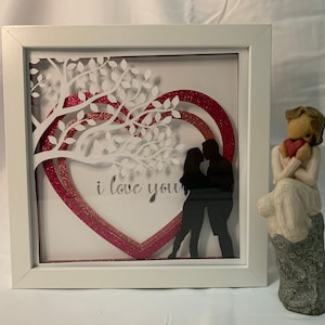 Couple in Love, Valentine’s Day, Decorative Shadow Box, Shadowbox Frame ...