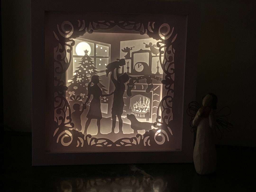 Christmas Family Shadow Box: LED Lit Holiday Decor - Etsy